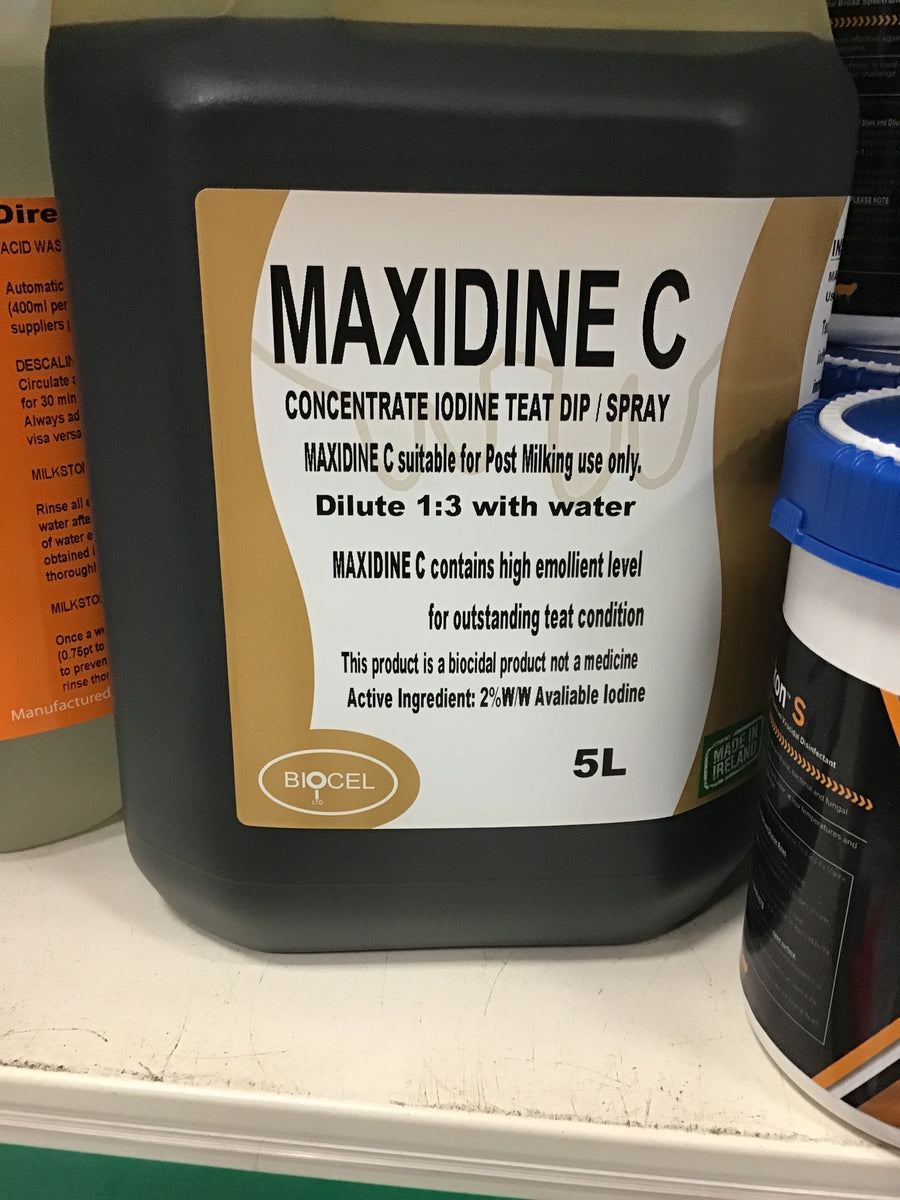 Maxidine C Teat Dip 5L [170maxc5] – Eurofarm & Garden Supplies ltd